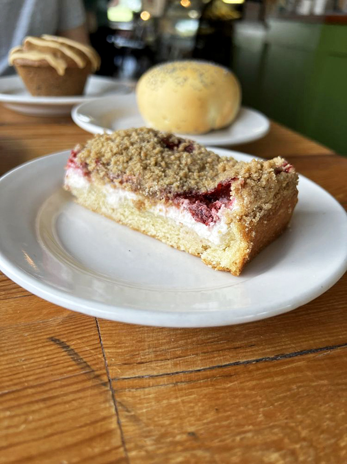 Layer upon layer of cake, cream, and berry goodness&mdash;like a geological formation you'd happily climb with nothing but a fork.