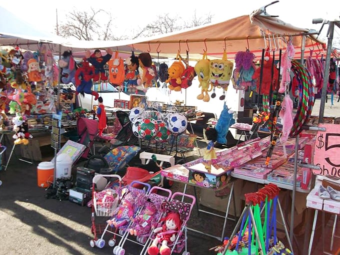 Childhood joy hangs in suspended animation&mdash;SpongeBob grins alongside superheroes, waiting for small hands to bring them down into new adventures.