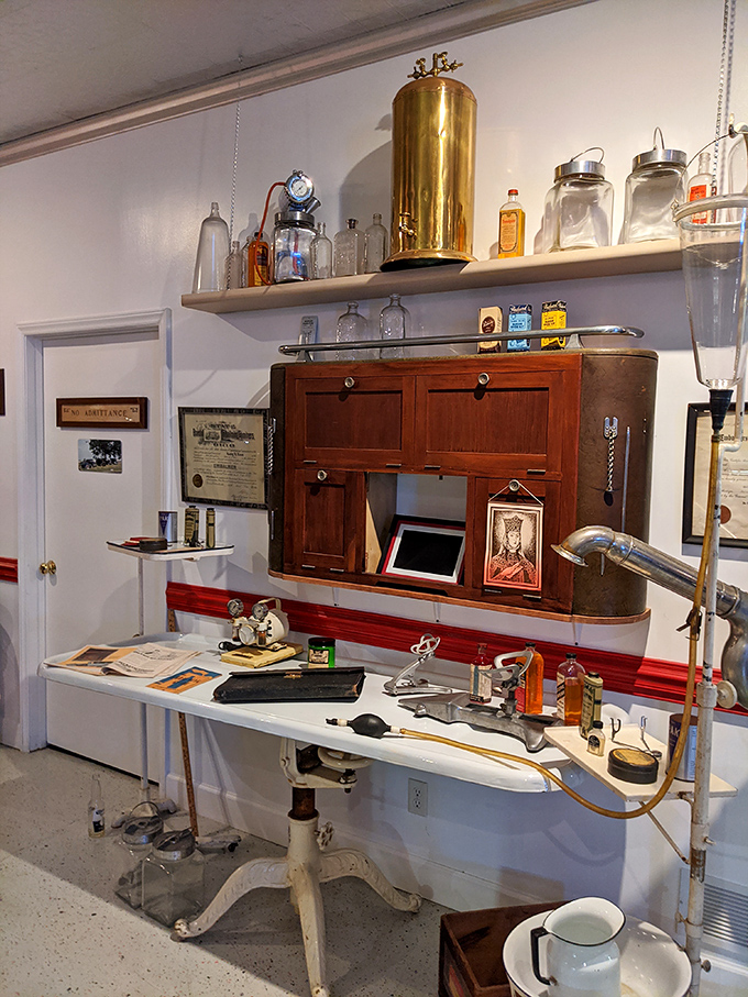 The vintage embalming station looks like a mad scientist's laboratory crossed with an old-fashioned pharmacy&mdash;where science and compassion met behind closed doors.