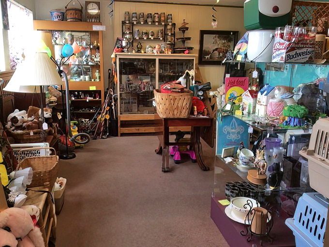 Lamps, baskets, and knickknacks galore &ndash; this corner feels like rummaging through your coolest grandparent's attic, but everything's for sale!