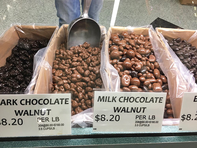 Chocolate-drenched walnuts waiting to jump into your shopping bag. Brain-shaped nuts coated in happiness &ndash; coincidence? I think not.