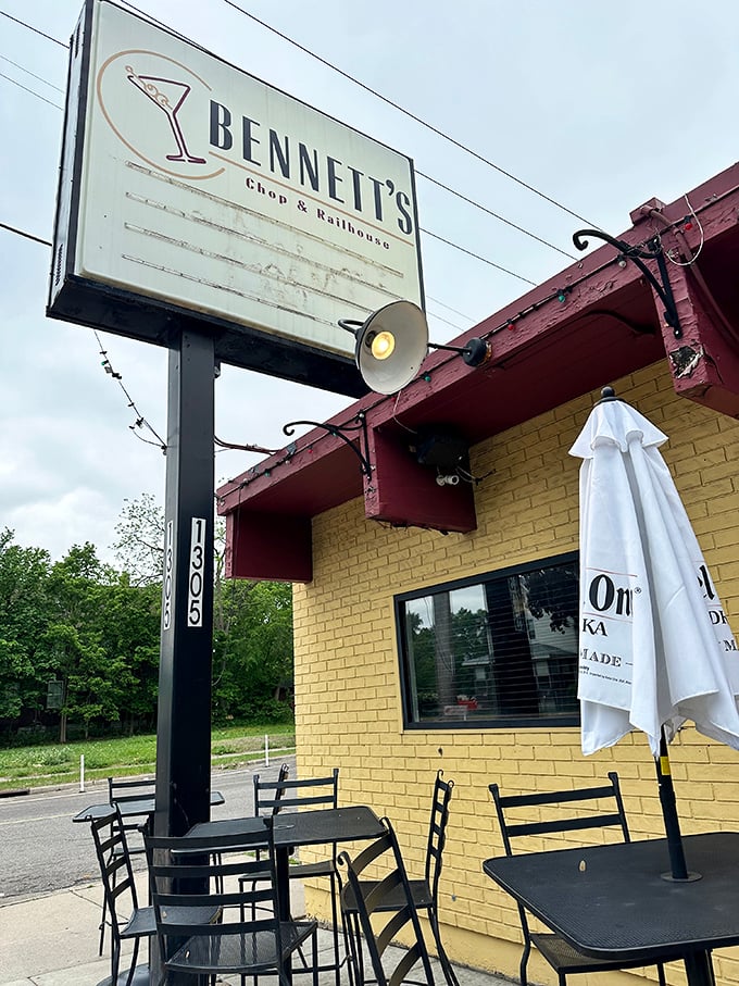 Bennett's bright yellow brick building and vintage sign stand out in St. Paul's West 7th neighborhood. A beacon for steak lovers.