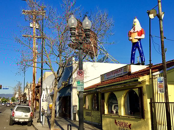 Half-boy, half-chicken, all bizarre &ndash; this 22-foot tall rooftop guardian has watched over Los Angeles for decades.