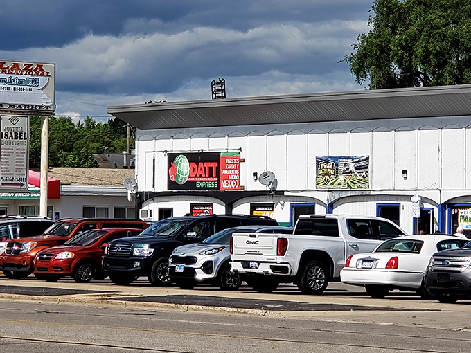 Plaza International: White buildings with international flair. Grand Rapids' answer to global shopping without the passport requirements.