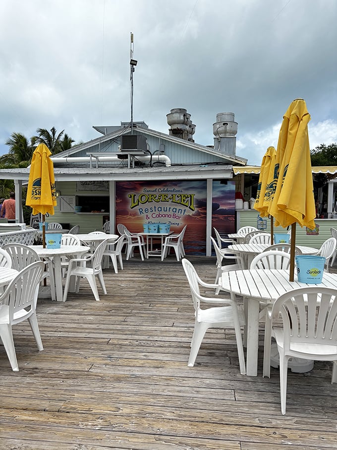 Sunset central! The white chairs at Lorelei are like front-row seats to nature's nightly color show.