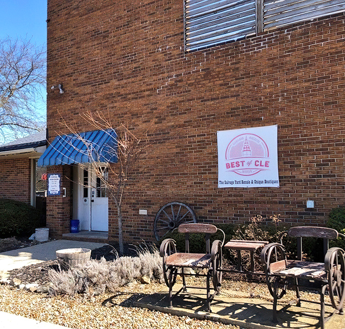 The Salvage Yard's unassuming exterior gives no hint of the curated vintage wonderland waiting just beyond those doors.