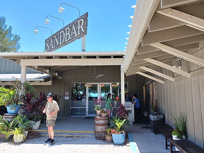 Weathered wood and potted plants create the perfect "just stumbled upon paradise" vibe at this aptly named seaside sanctuary.