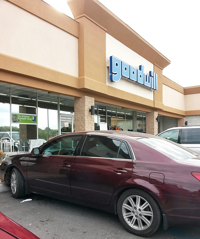 The clean lines and generous parking hint at the spacious bargain hunting grounds waiting inside this Goodwill location.