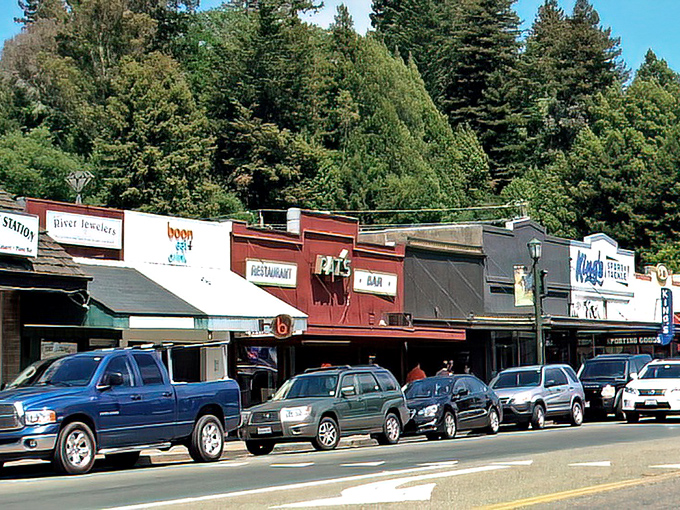 Colorful storefronts along Guerneville's main drag promise adventures that are anything but ordinary.
