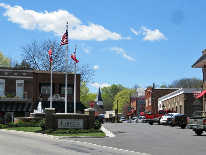 The welcoming entrance to Loudon, rises above a town where your retirement dollars rise to meet your needs. Heavenly affordability indeed.