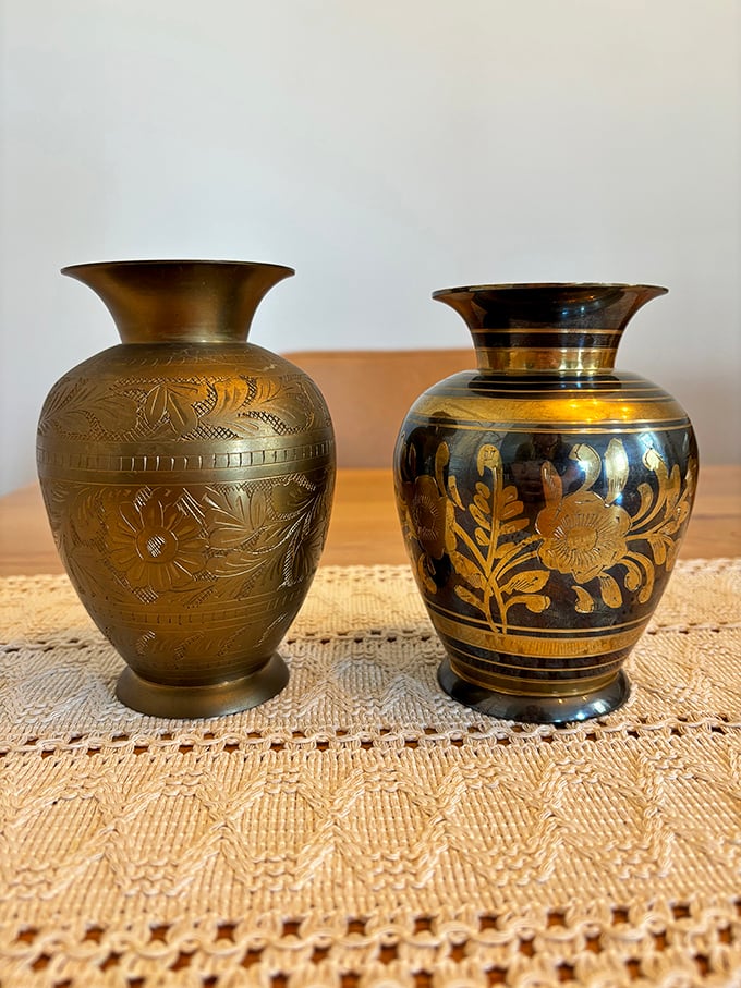 These brass beauties once graced mantels and sideboards, holding flowers for special occasions or simply standing proud as decorative statements.