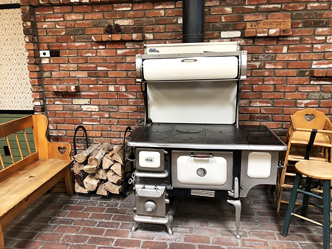 This vintage stove isn't just decoration&mdash;it's a nod to the timeless techniques that make these pies worth the drive up the mountain.