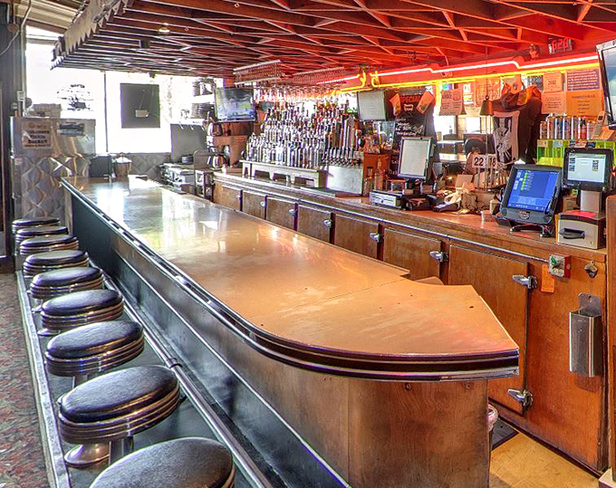 The bar counter stretches invitingly with its row of stools &ndash; the perfect perch for solo diners or those seeking breakfast with a side of conversation.