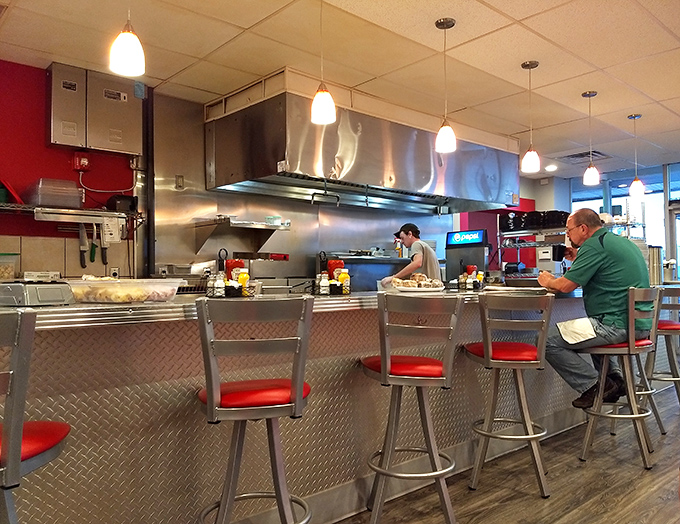 Counter seating offers front-row tickets to the breakfast theater &ndash; where skilled short-order choreography turns raw ingredients into morning masterpieces.