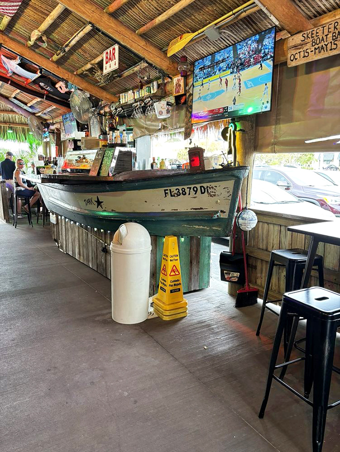 The bar's centerpiece &ndash; an actual boat &ndash; reminds you that your dinner's journey began on the water, not in some corporate food distributor's warehouse.