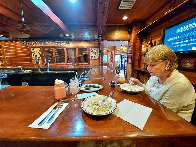 The bar area: where strangers become friends over shared appreciation of good drinks and the anticipation of great food.