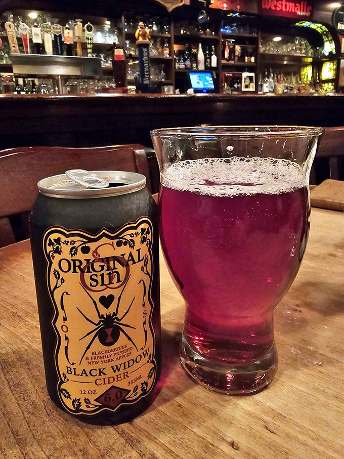 Black Widow cider&mdash;deceptively beautiful and dangerously drinkable. The ruby color hints at the flavor adventure awaiting your first sip.