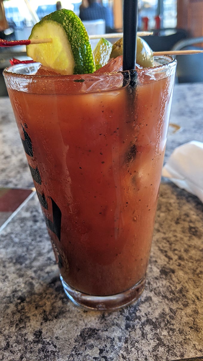 A Bloody Mary garnished with simplicity and restraint. In an era of ridiculous garnishes, this classic approach feels revolutionary.