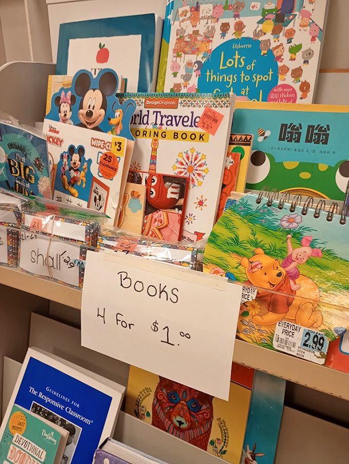 "Four books for $1" might be the best literary deal since the invention of the public library. Winnie the Pooh and Mickey Mouse await their next young reader.