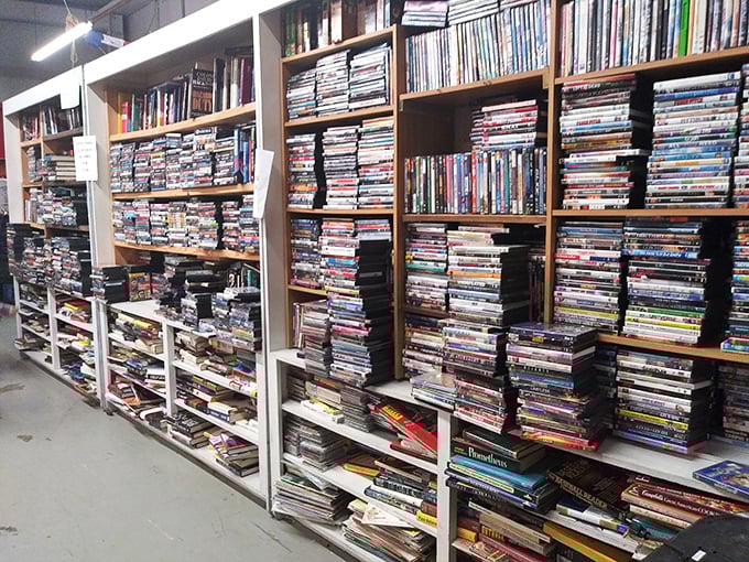 A bibliophile's dream or a Netflix subscriber's past life? These shelves hold enough stories to last several pandemic lockdowns.