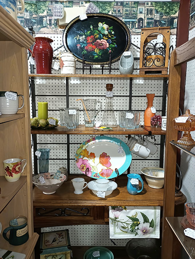 Delicate treasures arranged with care. That hand-painted tray in the center would elevate even takeout pizza to an elegant affair.