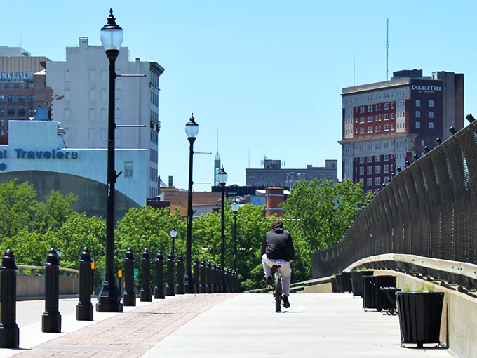 This urban pathway invites cyclists to pedal toward Utica's skyline, offering that rare combination of exercise and architectural appreciation in one scenic route. 