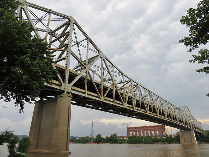 This impressive steel bridge spans the Auglaize River, connecting not just two shores but past and present in Wapakoneta's continuing story.