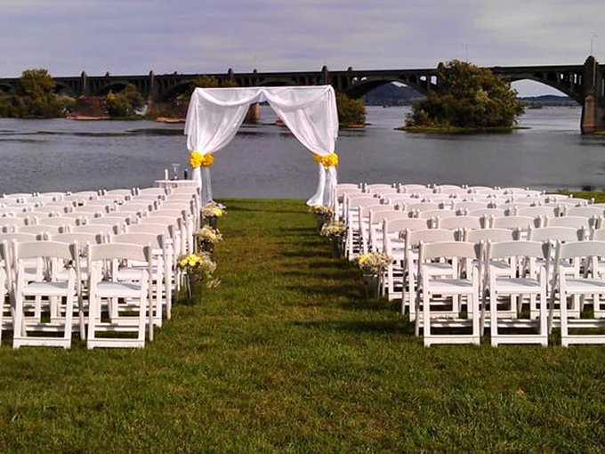 "I do" with a view &ndash; this riverside ceremony setup promises memories as flowing and beautiful as the Susquehanna itself.