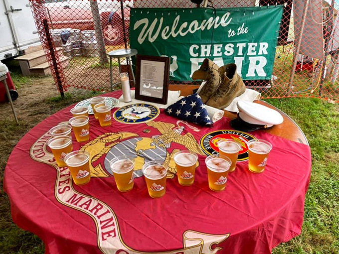 A table that tells the story of Chester's community spirit &ndash; where craft beer meets military pride at the beloved annual fair.
