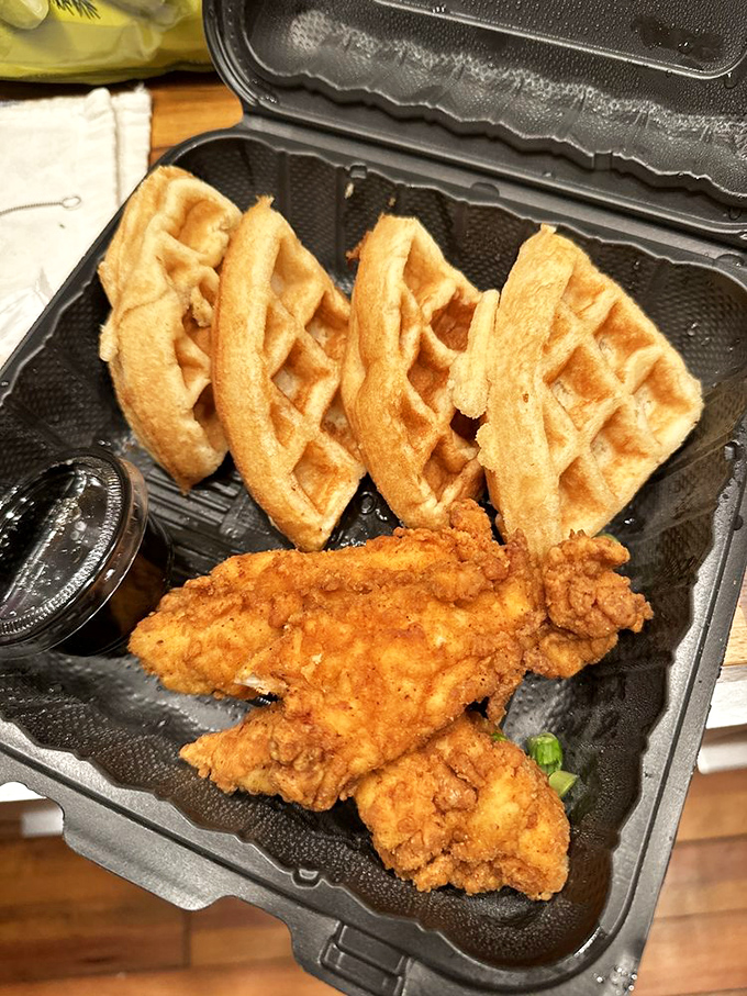 Chicken and waffles: the breakfast equivalent of wearing a tuxedo with sneakers—unexpectedly perfect and ready for whatever the day brings.