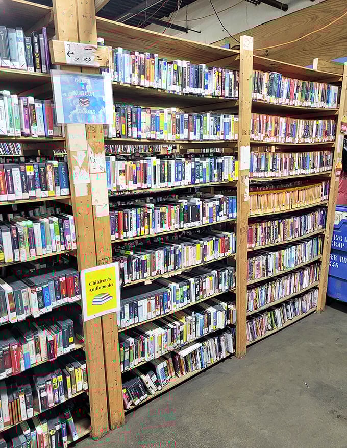 The audiobook section: for those who prefer their literature served through headphones while tackling Ohio's rush hour traffic.