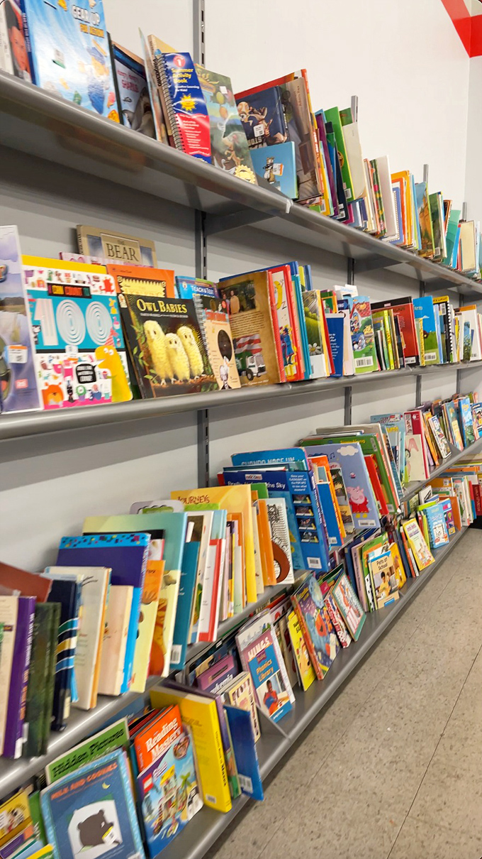Children's books stacked with care, ready to inspire a new generation of readers. Childhood classics at prices that make parents smile.
