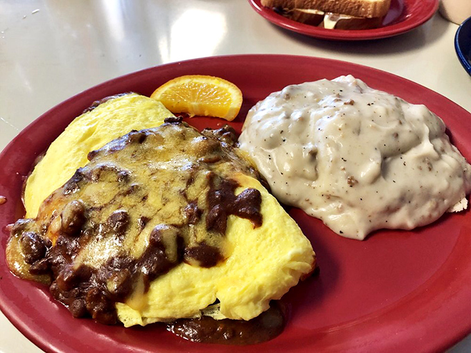 This omelet didn't just incorporate chili&mdash;it embraced it wholeheartedly, creating a morning marriage that would make any Texan nod in approval.