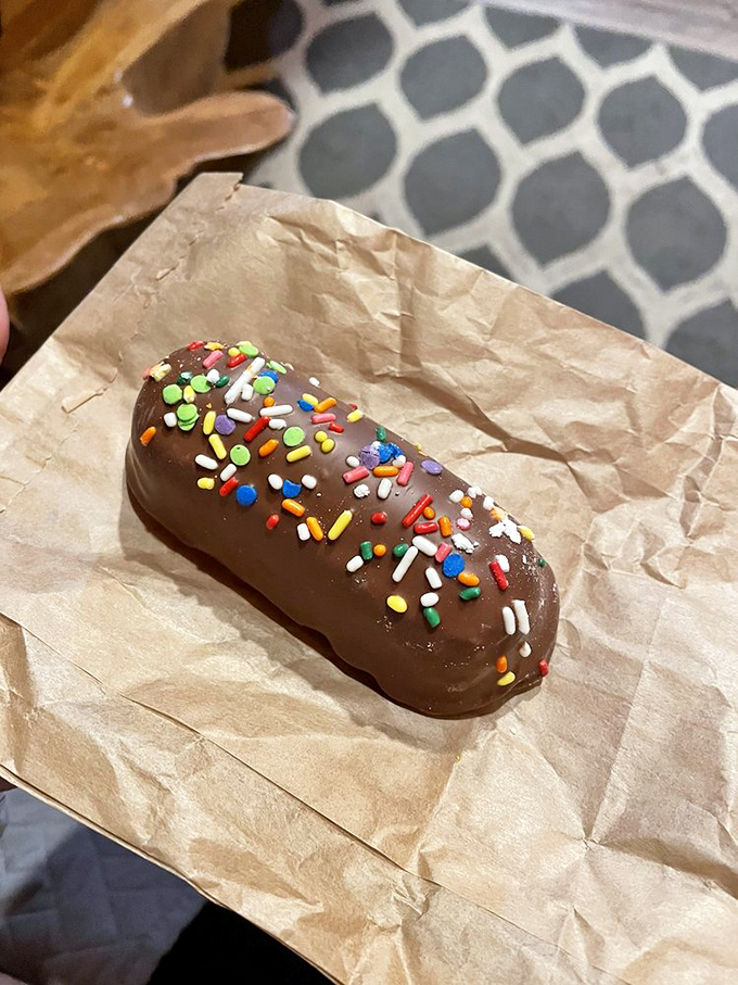 The chocolate-covered Twinkie&mdash;proof that even classics can be improved. This sprinkle-topped creation is childhood nostalgia in formal attire.