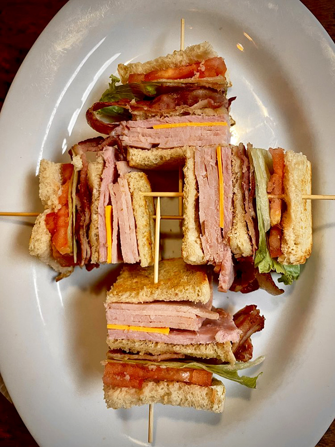 This club sandwich isn't stacked&mdash;it's architecturally engineered for maximum flavor in every skewered section. Sandwich geometry at its finest.
