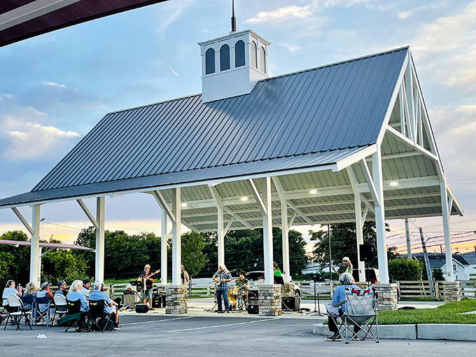Live music under an open-air pavilion&mdash;where summer evenings in Berea transform into impromptu community celebrations that feed the soul.