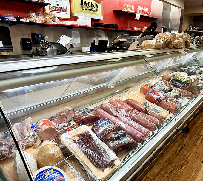 The counter where magic happens&mdash;meats sliced so thin they're practically transparent until they're stacked higher than your expectations.