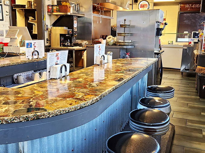 Counter culture, Prineville style. Where granite meets nostalgia and every stool tells a story of countless satisfied customers.