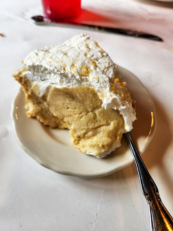 Cream pie that defies physics &ndash; somehow both light as air and substantially satisfying. The kind of dessert that ruins you for all other desserts.