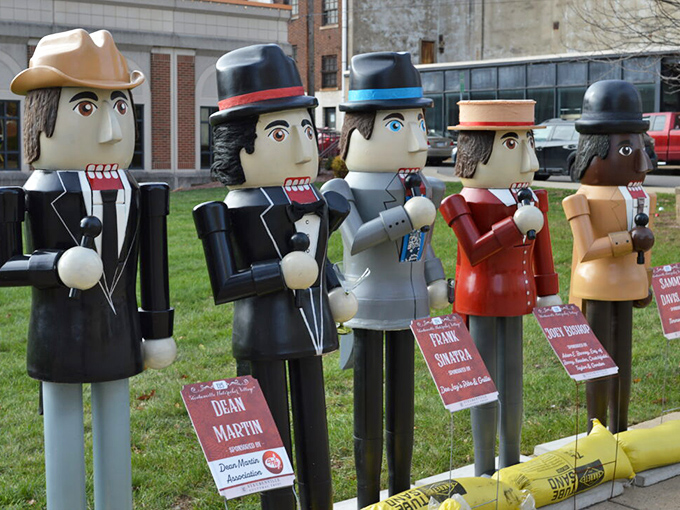 Life-sized nutcrackers pay homage to famous sons like Dean Martin, celebrating local heritage with whimsy that would make even the Rat Pack smile.
