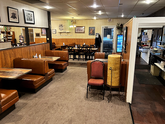 Brown vinyl booths and wood-paneled walls create the perfect time capsule where calories don't count and comfort reigns supreme.