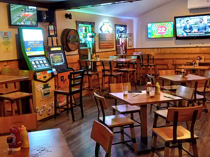 The other dining area offers the same unpretentious charm, with TVs for those who can't miss the game even for great steak.
