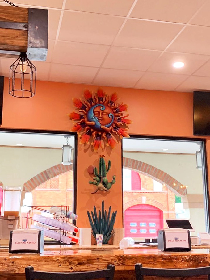 Southwestern décor featuring sun and cactus motifs transforms a corner of Meriden into a slice of Mexico that feels both authentic and welcoming.