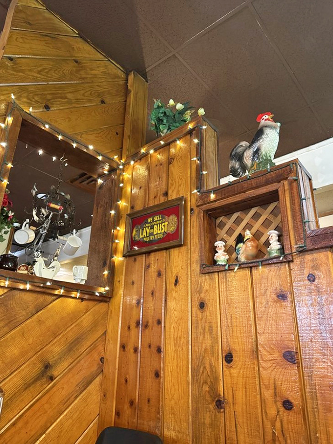 Charming kitschy decor with twinkling lights and wooden accents &ndash; creating an atmosphere where calories simply don't count before noon.