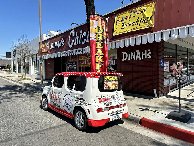 Even Dinah's delivery vehicle looks delicious &ndash; a rolling billboard promising breakfast that might just be worth chasing down the street.