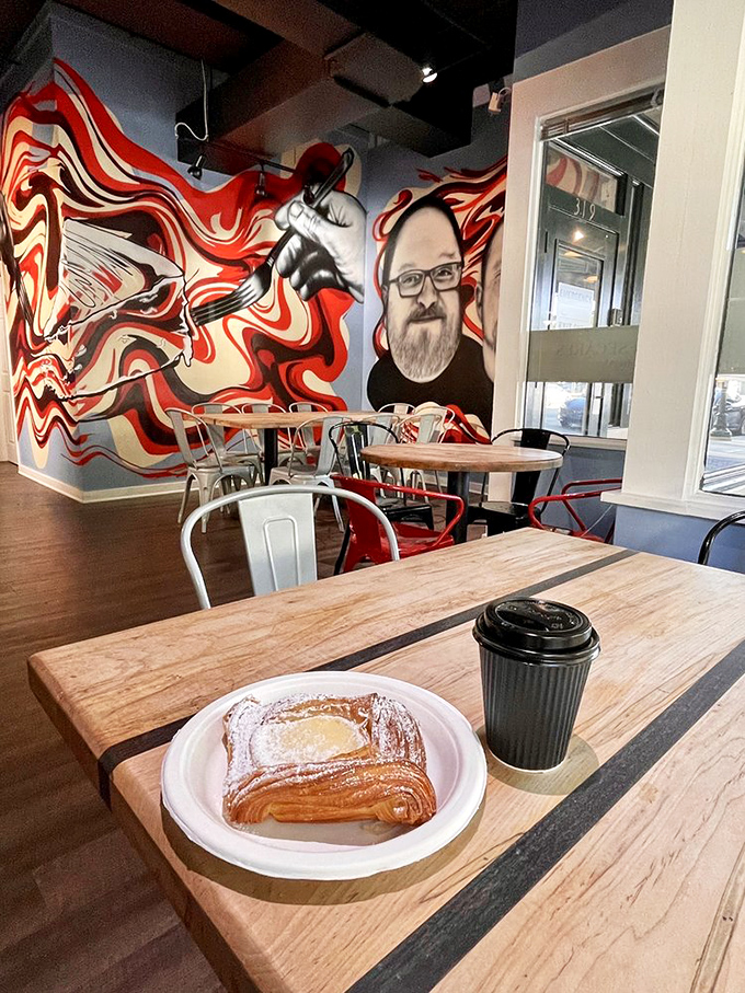 Modern art meets comfort food in this dining area where every table offers front-row seats to the greatest show on earth: your next bite.