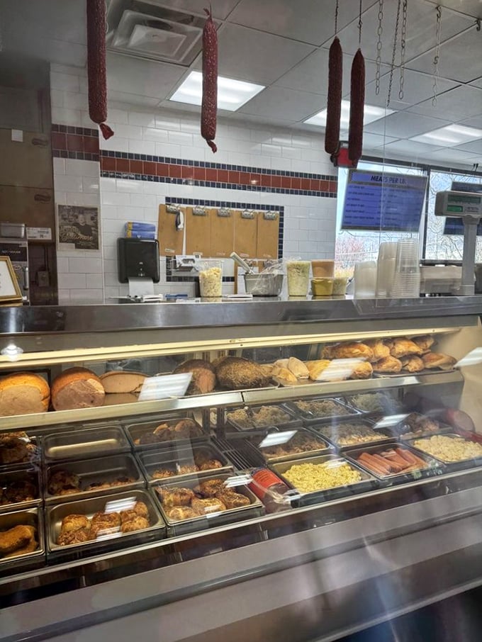 Behind this glass lies the promised land of prepared foods&mdash;salamis hanging like meaty stalactites above potato salads that grandmothers would approve of.