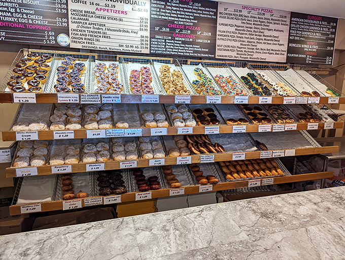 Donut display cases: where willpower goes to die and breakfast becomes an art form.