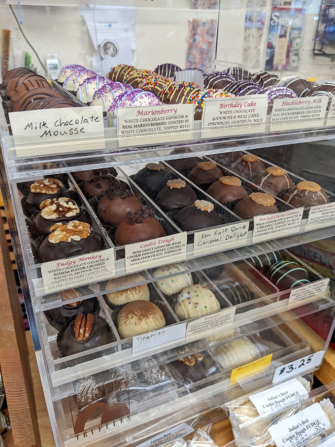 Chocolate-dipped delights with names like "Marionberry" and "Birthday Cake" prove that donuts aren't the only circular path to happiness.