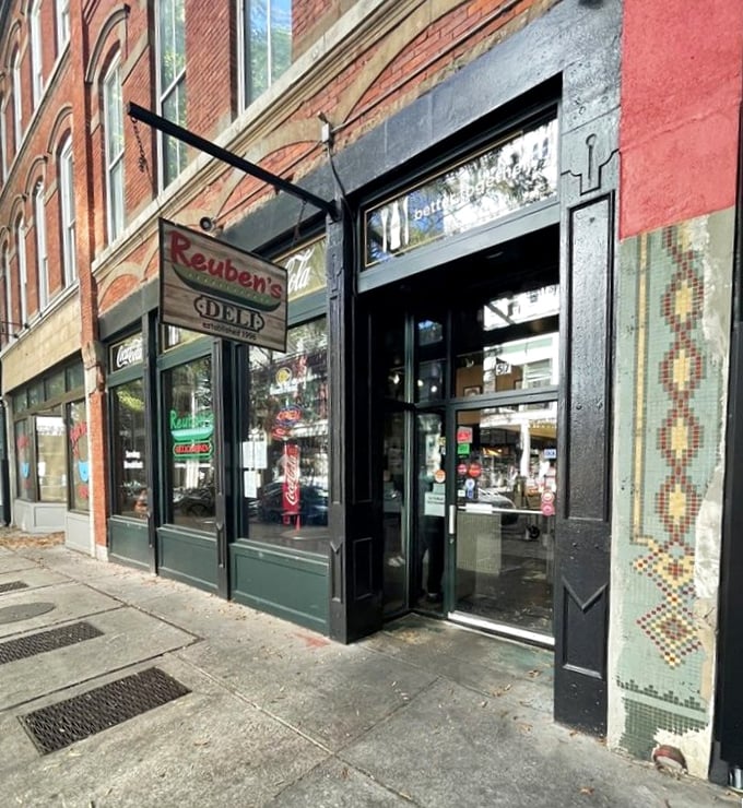 The entrance doesn't just welcome you&mdash;it promises an authentic deli experience that stands out on Atlanta's bustling streets.